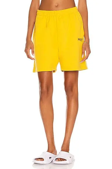 Balenciaga Political Campaign Sweat Short In Yellow In Yellow